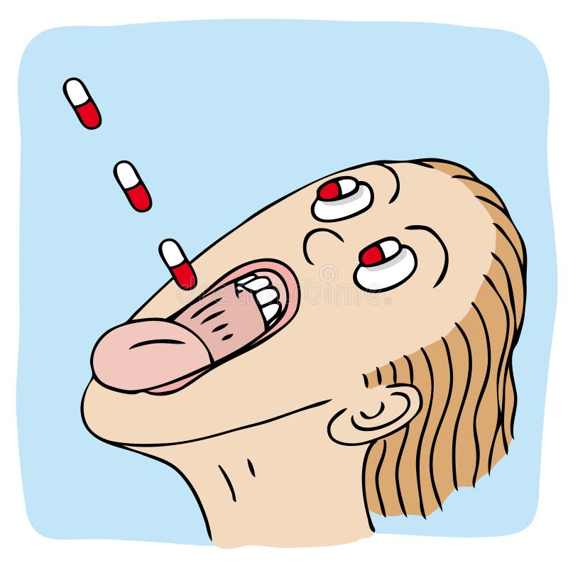 Het Slikken Van Pillen (vector) Vector Illustratie - Illustration of ...
