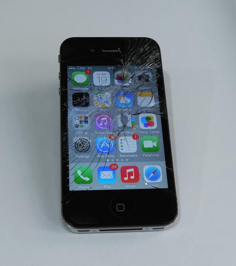 Het Gebarsten Telefoonscherm Redactionele Stock Foto - Afbeelding ...