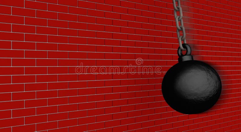 Het Slopen Van Bal VERSUS Muur Stock Illustratie - Illustration of muur ...