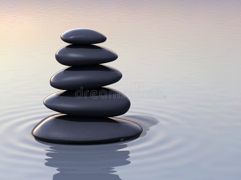 Het Stapelen Van Zen Stenen Op Water Stock Illustratie - Illustration ...