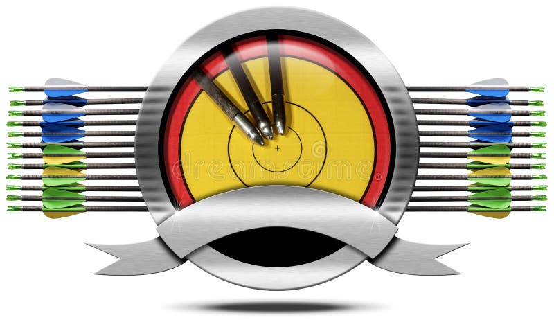 Het Symbool Van Het Boogschietenmetaal Met Doel En Pijlen Stock ...