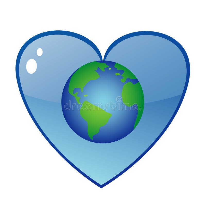 Het Symbool Van De Aarde Met Blauw Hart Vector Illustratie ...
