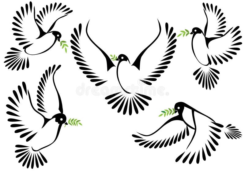 Duif Symbool Van Vrede Vector Zwart Silhouet Vector Illustratie ...