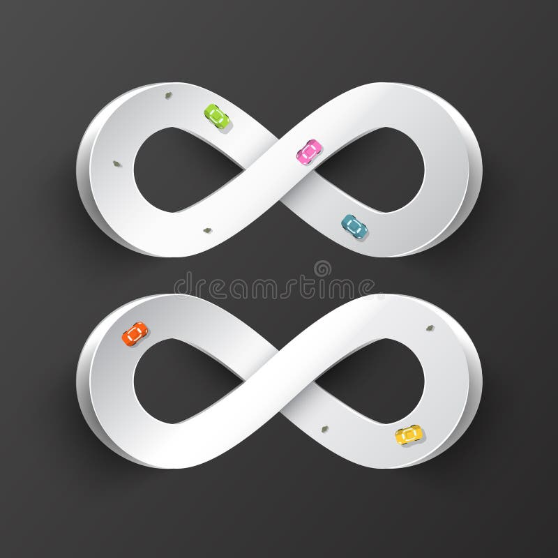 Het Symbool Van De Oneindigheid Document Oneindige Wegsymbolen Met Auto ...