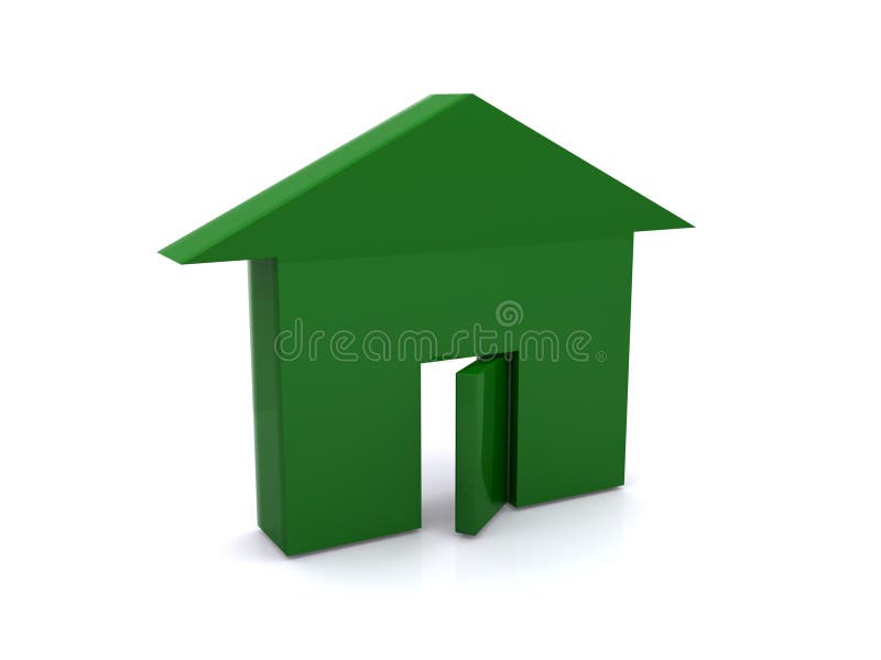 Het Symbool Van Huis Schilderde Groen Stock Illustratie - Illustration ...