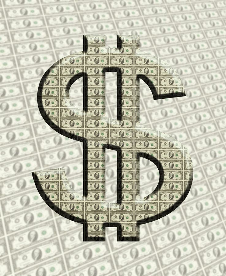 Het Teken Van De Dollar Met De Achtergrond Van Het Geld Stock ...