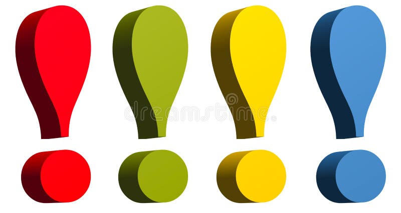 Het Teken Van De Uitroep in Rode Groene Gele En Blauwe Colo Stock ...