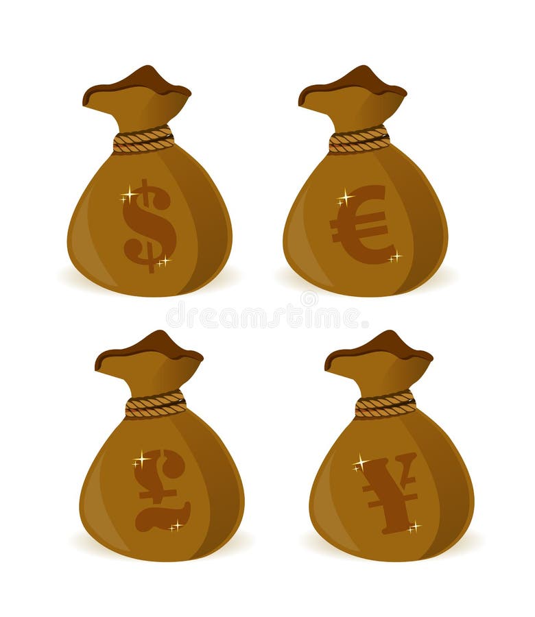 Het Teken Van Het Geldzakken Van De Munt Stock Illustratie ...