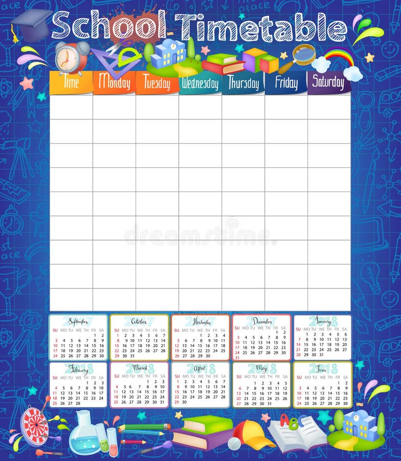 Het Tijdschema Van De Malplaatjeschool Vector Illustratie ...