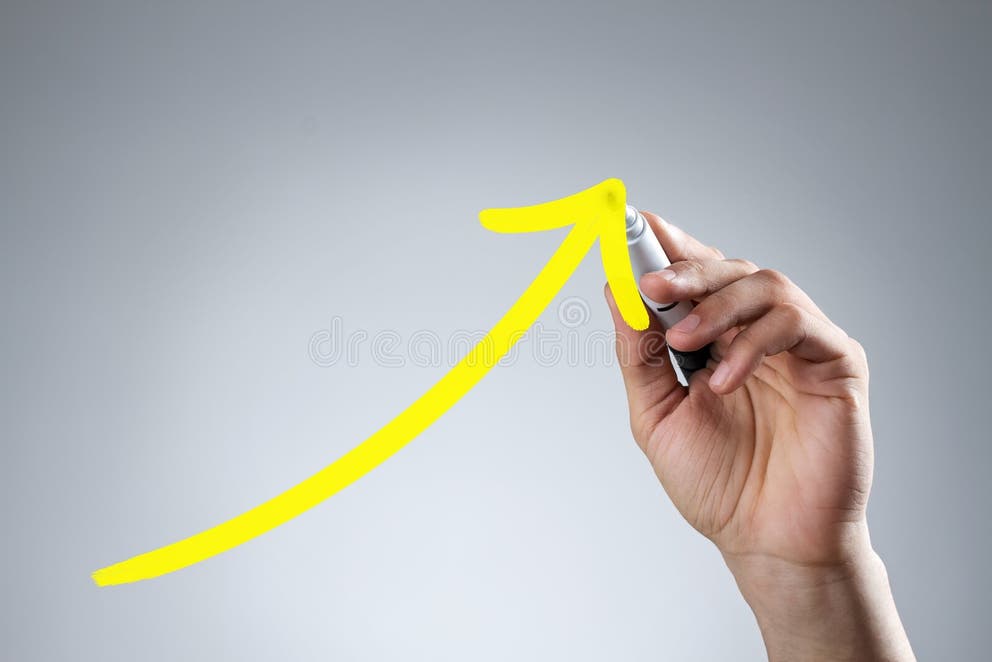 Het trekken van gele pijl stock foto. Image of onderwijs - 25065720