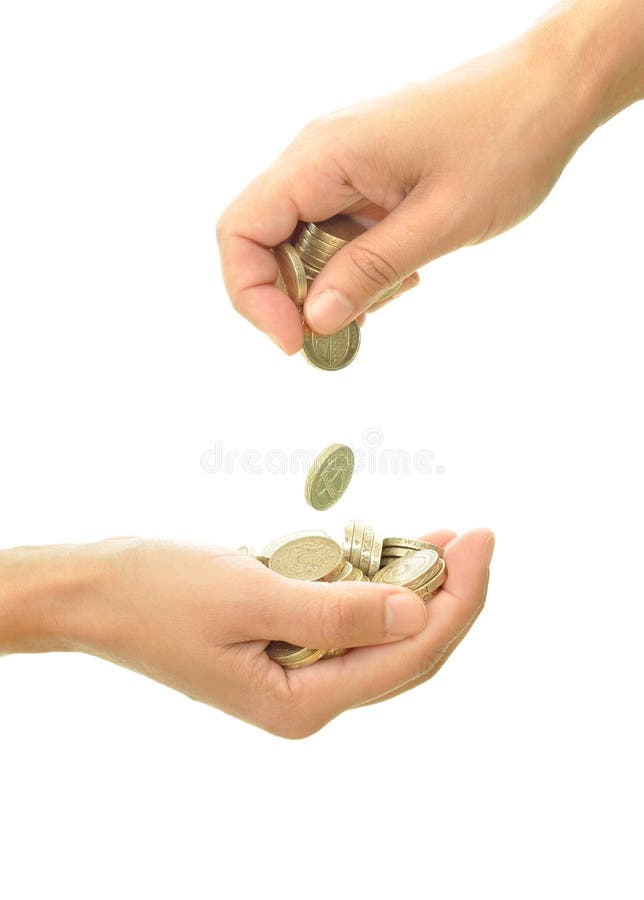 Helpend Handenconcept, Rijken Die De Slechte, Man Handenpalmen Op ...