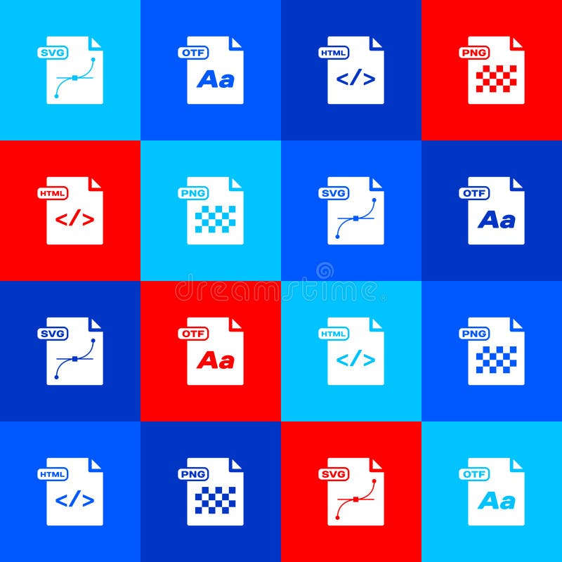 Het Vastgestelde Svg- Dossierdocument Otf Html En Png Pictogram. Vector Vector Illustratie ...