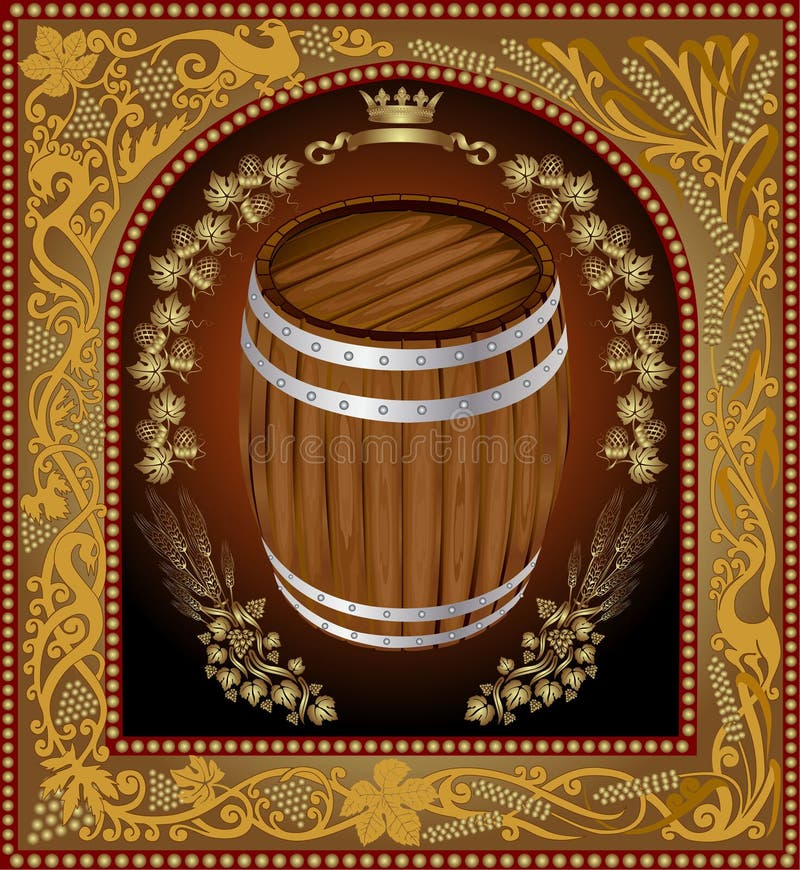 Het Vat Van De Het Bierbanner Van De Wijn Reclame Vector Illustratie ...