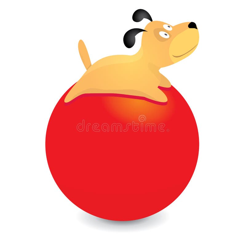 Het Vector Leuke Hond Spelen Met Rode Bal Vector Illustratie ...