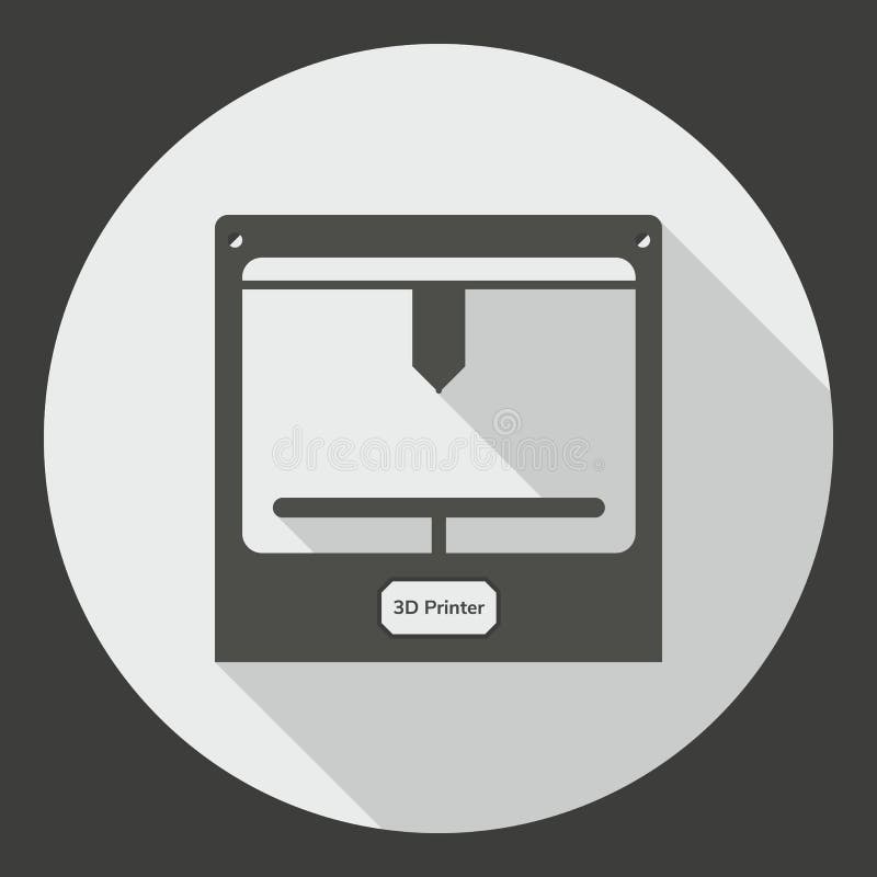 Het Vector Vlakke Grijs Van De Pictogram 3D Printer Vector Illustratie ...