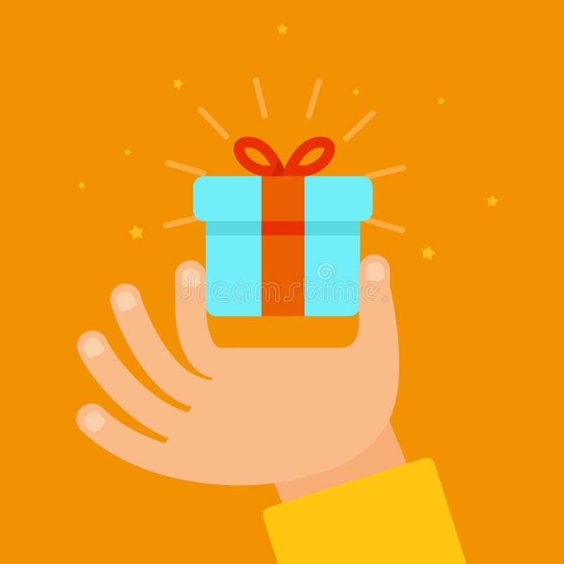 Een Hand Die Een Rood Hart Vlak Pictogram Geven Vector Illustratie ...