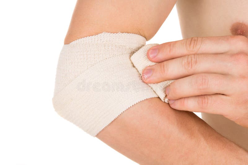 Het Verbinden Van De Elleboog Met Een Elastisch Verband Stock Foto ...