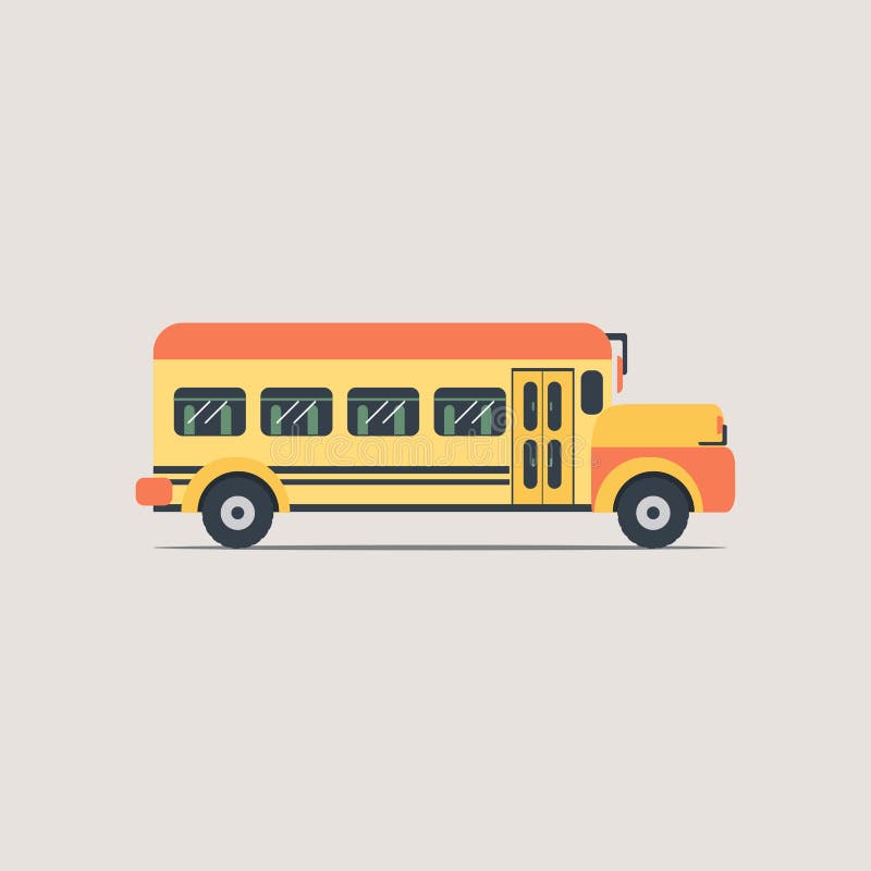 Plat Pictogram Van Een Schoolbus Vector Illustratie - Illustration of ...