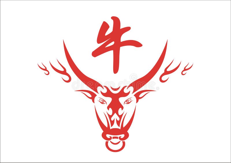 Het Vlammen Van Chinese Os Op Witte Achtergrond Vector Illustratie ...