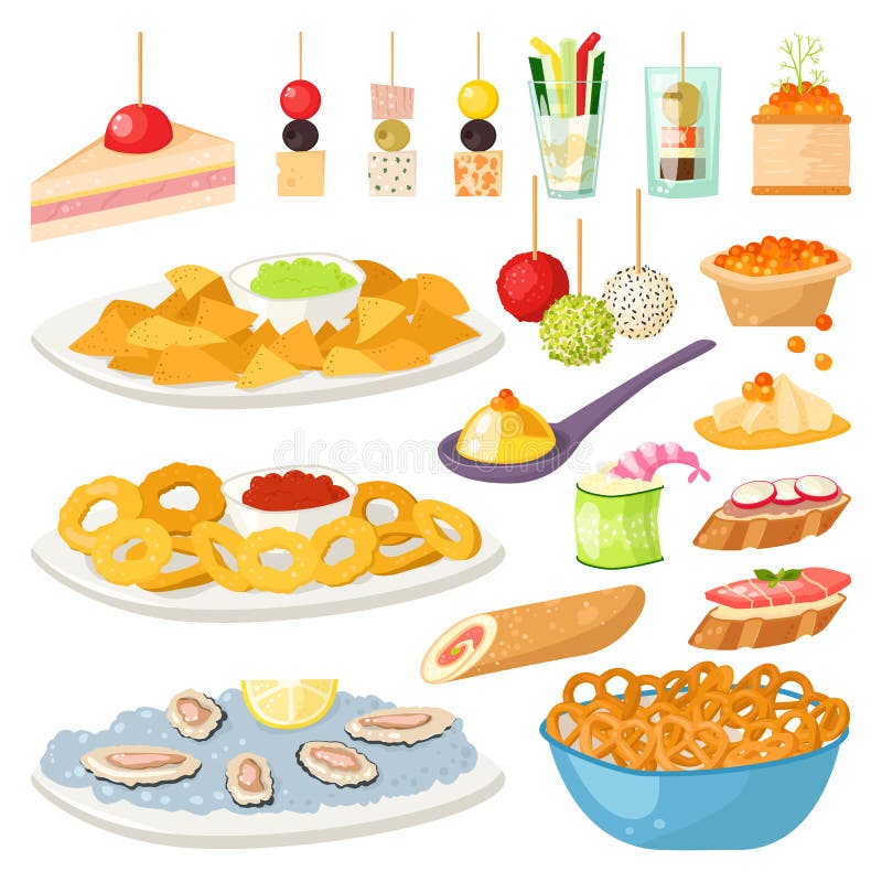 Canape Of Appetizer Black Vector Illustration Op Witte Achtergrond ...