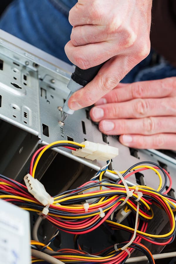 Het Werk Van Computerspecialist Stock Afbeelding - Image of stop ...