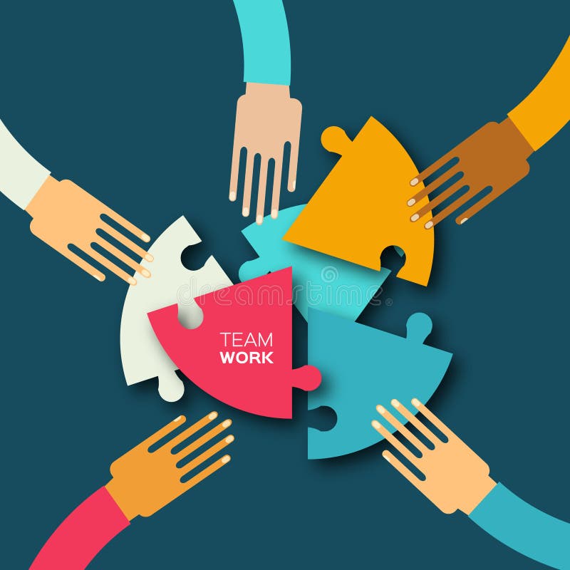 De Vector Van Het Vijf Handen Samen Groepswerk Vector Illustratie ...