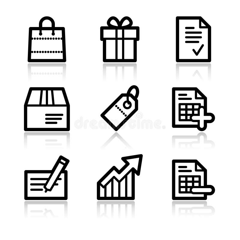 Web-iconen Voor Winkelen, Contour Ontwerp Vector Illustratie ...