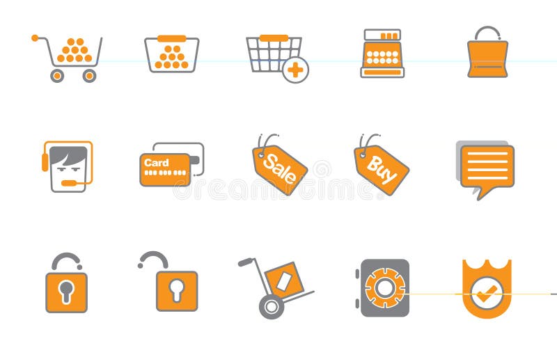 Het Winkelen of Het Kopen Pictogramreeks Vector Illustratie ...