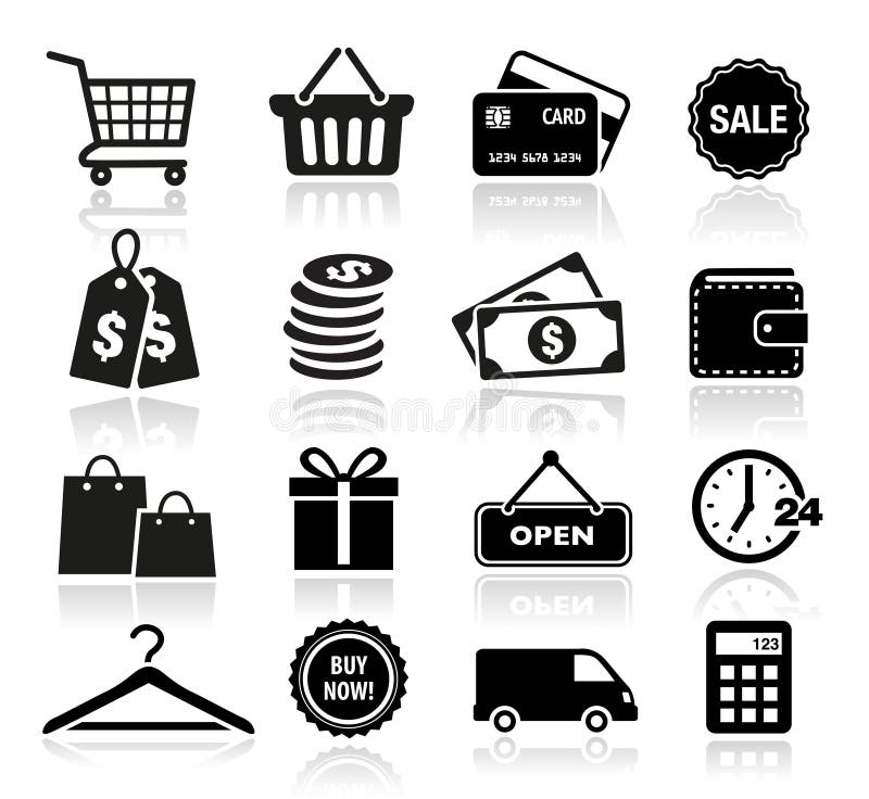 Het winkelen Pictogrammen vector illustratie. Illustration of ...