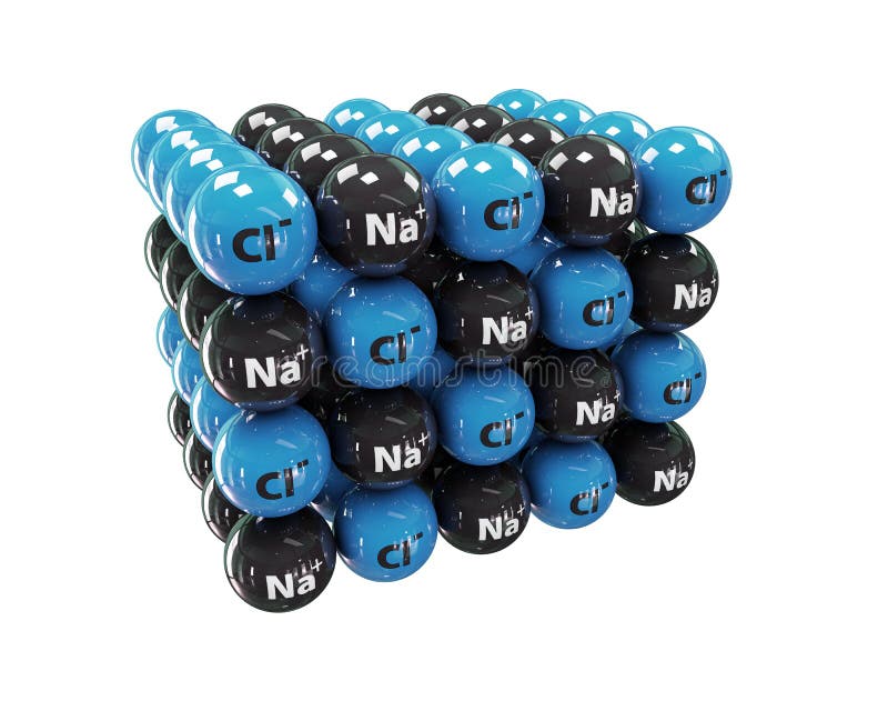 Natriumchloride Nacl Kristalstructuur Boven Zwart Stock Illustratie ...