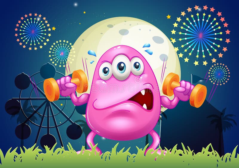 Het Zwetende Roze Monster Uitoefenen Vector Illustratie - Illustration ...