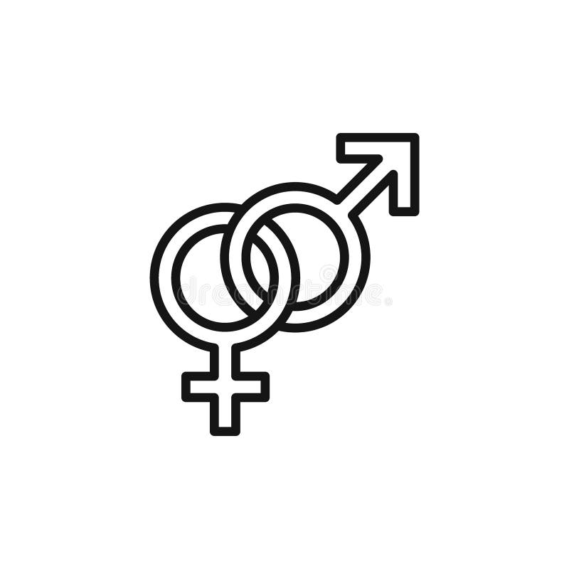 Heterosexual Gender Symbol Thin Line Icon Set Stock Illustration