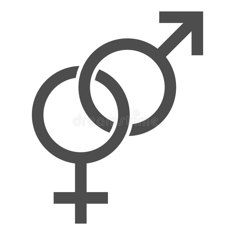 Heterosexual Symbols Line Icon Valentines Day Concept Male And Female