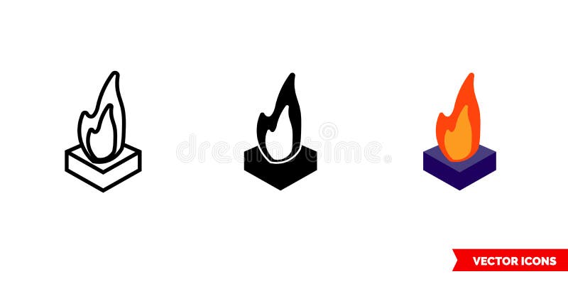 Hex Burner Icon of 3 Types Color, Black and White, Outline. Isolated ...