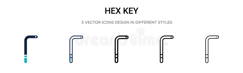 Hex Key Icon in Filled, Thin Line, Outline and Stroke Style. Vector ...