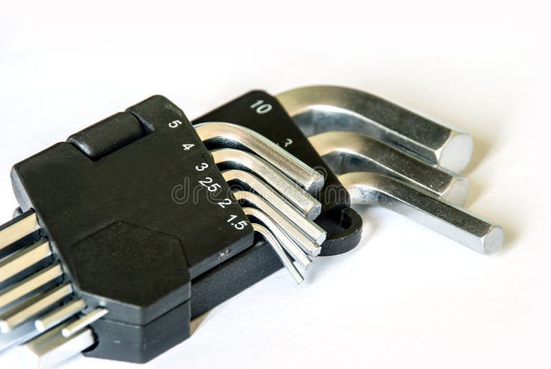 Hex Key Set Isolated on White Stock Image - Image of improvement ...