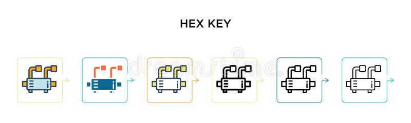Hex Key Vector Icon in 6 Different Modern Styles. Black, Two Colored ...