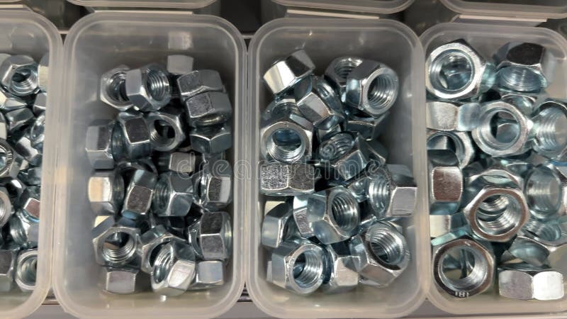 Hex nuts boxes top view stock footage. Video of grey - 287147740