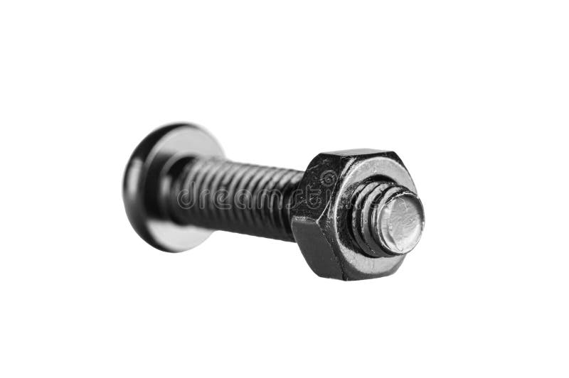 Hex Socket Head With Nut In Black Color On Isolated White Background Stock Image Image Of