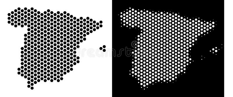 Spain Map Hexagonal Abstraction Stock Vector - Illustration of country ...