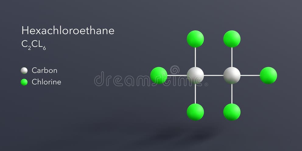 Hexachloroethane Molecule 3d Rendering, Flat Molecular Structure with ...