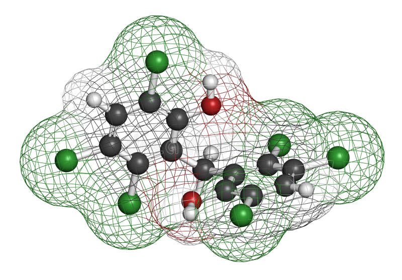 Hexachlorophene Disinfectant Molecule. 3D Rendering Stock Illustration ...
