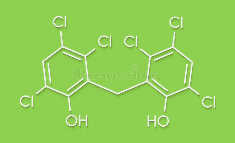 Hexachlorophene Disinfectant Molecule. 3D Rendering Stock Illustration ...