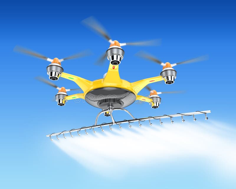 Hexacopter with Crop Sprayer Flying in the Sky Stock Illustration ...