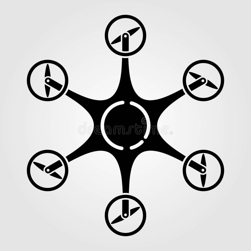 Hexacopter, Drone Icon Isolated on White Background. Vector ...