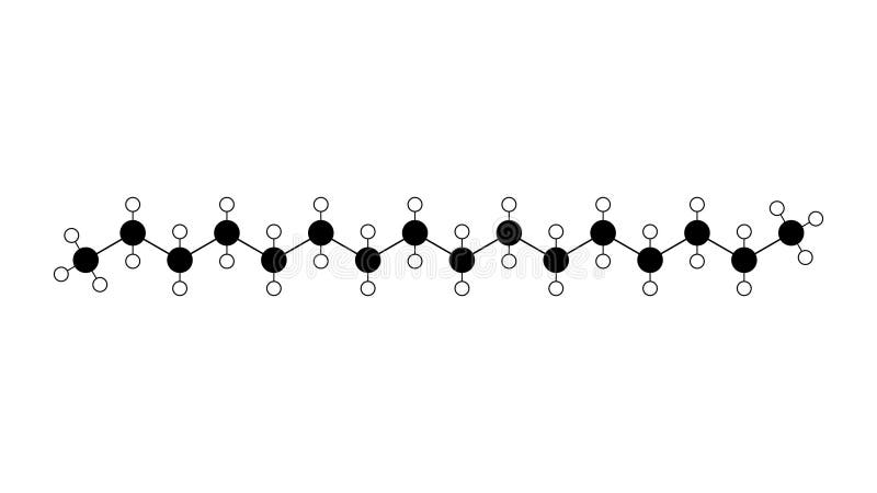 Hexadecane Molecule, Structural Chemical Formula, Ball-and-stick Model ...