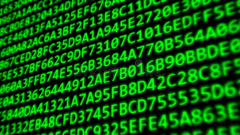 Hexadecimal Code Program Digits On Dark Computer Monitor Screen Abstract Background Texture