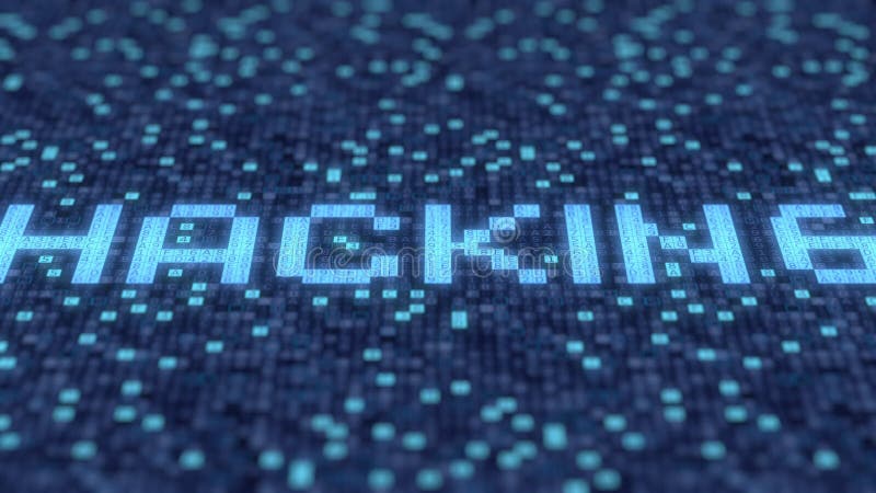 Hexadecimal Symbols On A Blue Computer Display Compose Hacking Word Loopable 3d Animation Stock
