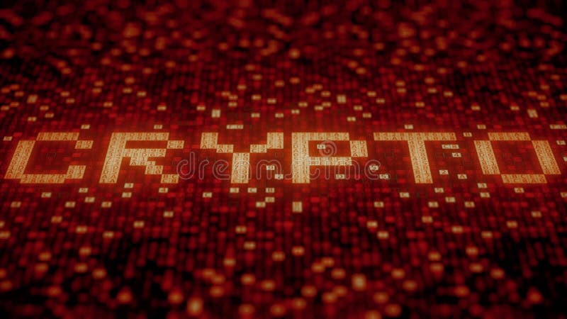 Hexadecimal Symbols on a Red Display Compose CRYPTO Word. Loopable 3D Animation Stock Video ...
