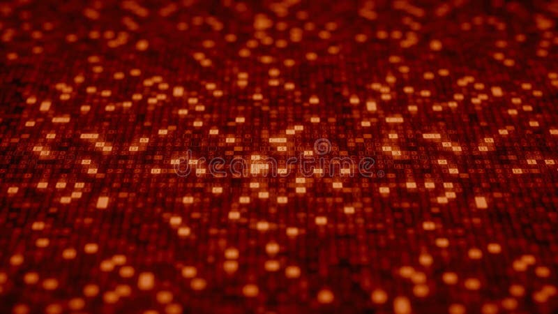 Symbols Flash on a Red Computer Screen. Loopable 3D Animation Stock ...